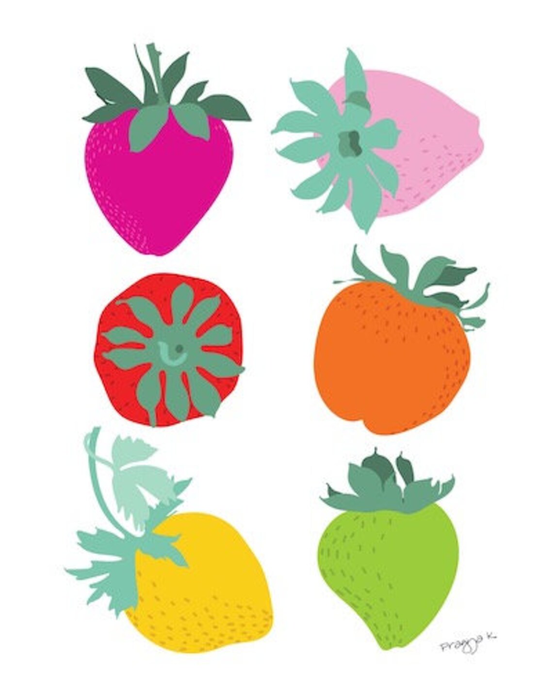 Art Print, Original Art Print, Strawberry Decor, Strawberry ...