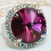 Fuchsia Cocktail Bridal Ring Fuchsia Pink Crystal Ring European Crystal ...