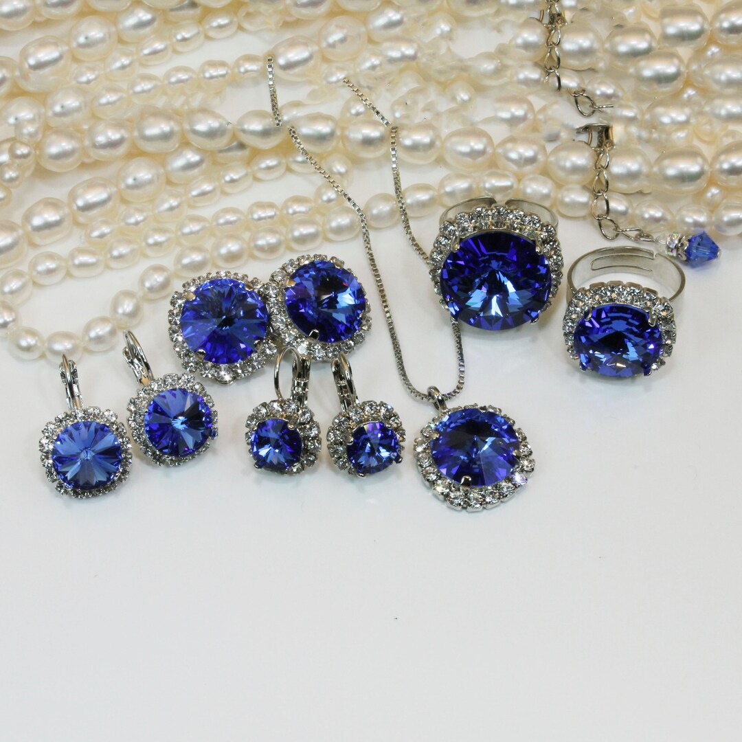 Blue Bridesmaids Set Sapphire Blue Royal Blue Set Bridal Full Matching ...