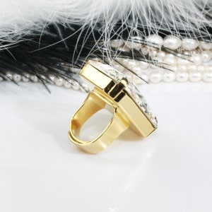 Huge Clear Rhinestone Ring, Large Cocktail Ring, Maximalist Jewelry ...