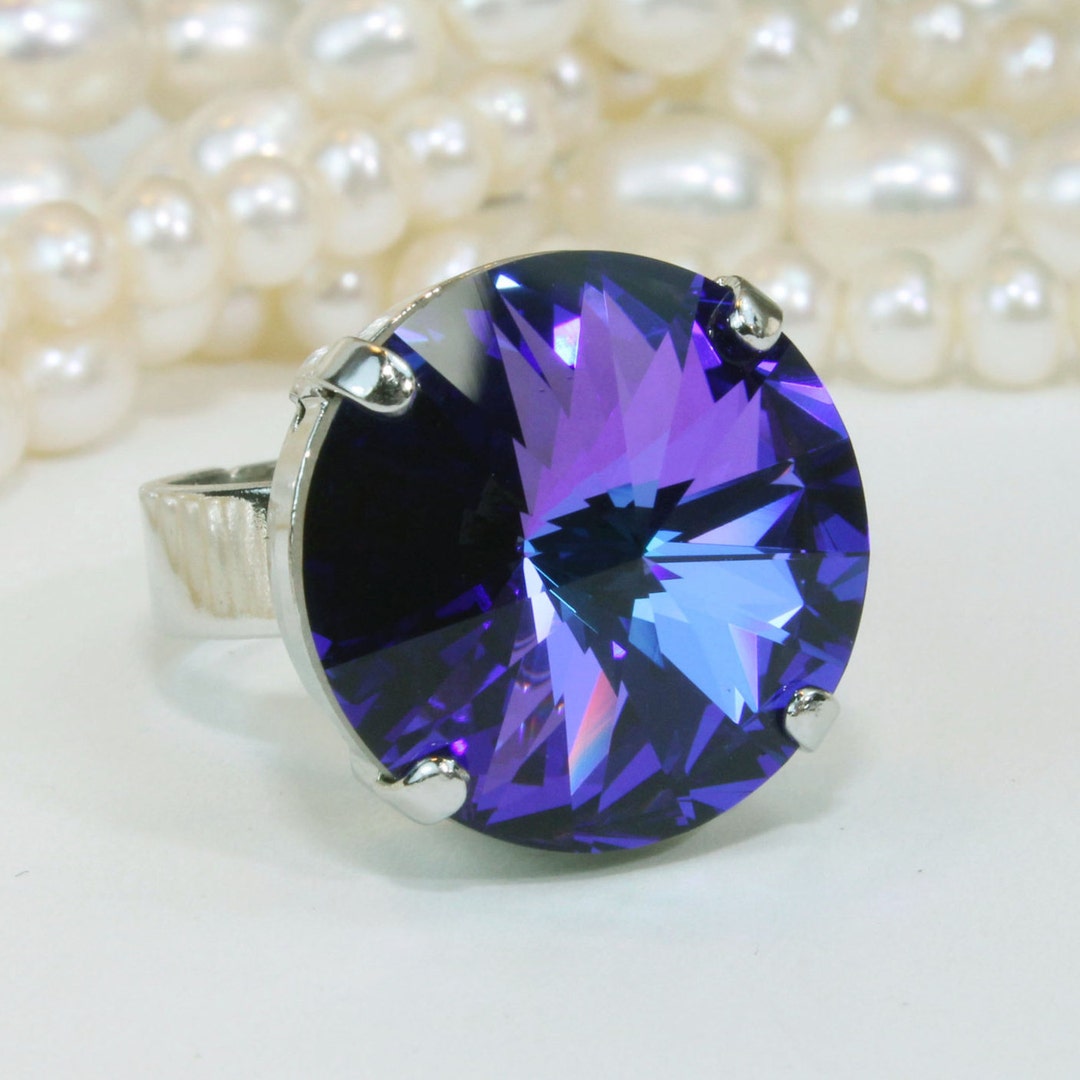 Royal Blue Ring Royal Blue European Crystal Ring Sapphire Blue ...