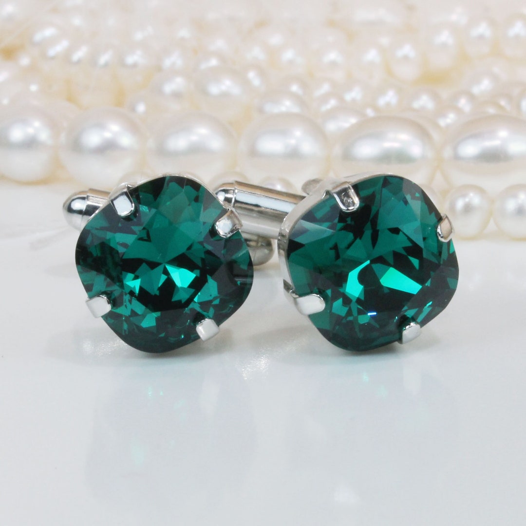 Emerald Green Cufflinks, Mens Gemstone Cuff Links, Wedding Cufflinks ...