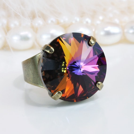 Rainbow rhinestone ring store