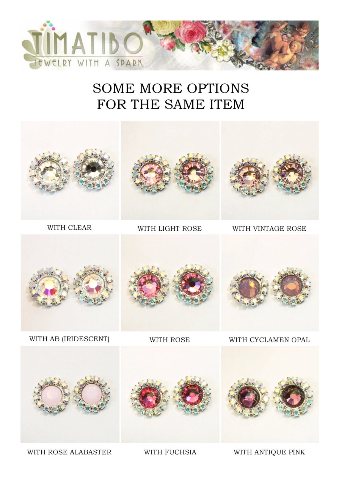 Pink Stud Earrings Rose Pink Studs Crystal AB Post Earrings - Etsy