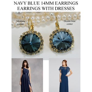 Navy Crystal Earrings Navy Gold Drop Earring Navy European Crystal ...
