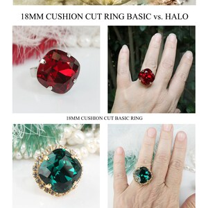 Square Aquamarine Ring, Cocktail Ring, Light Blue Crystal Ring, March ...