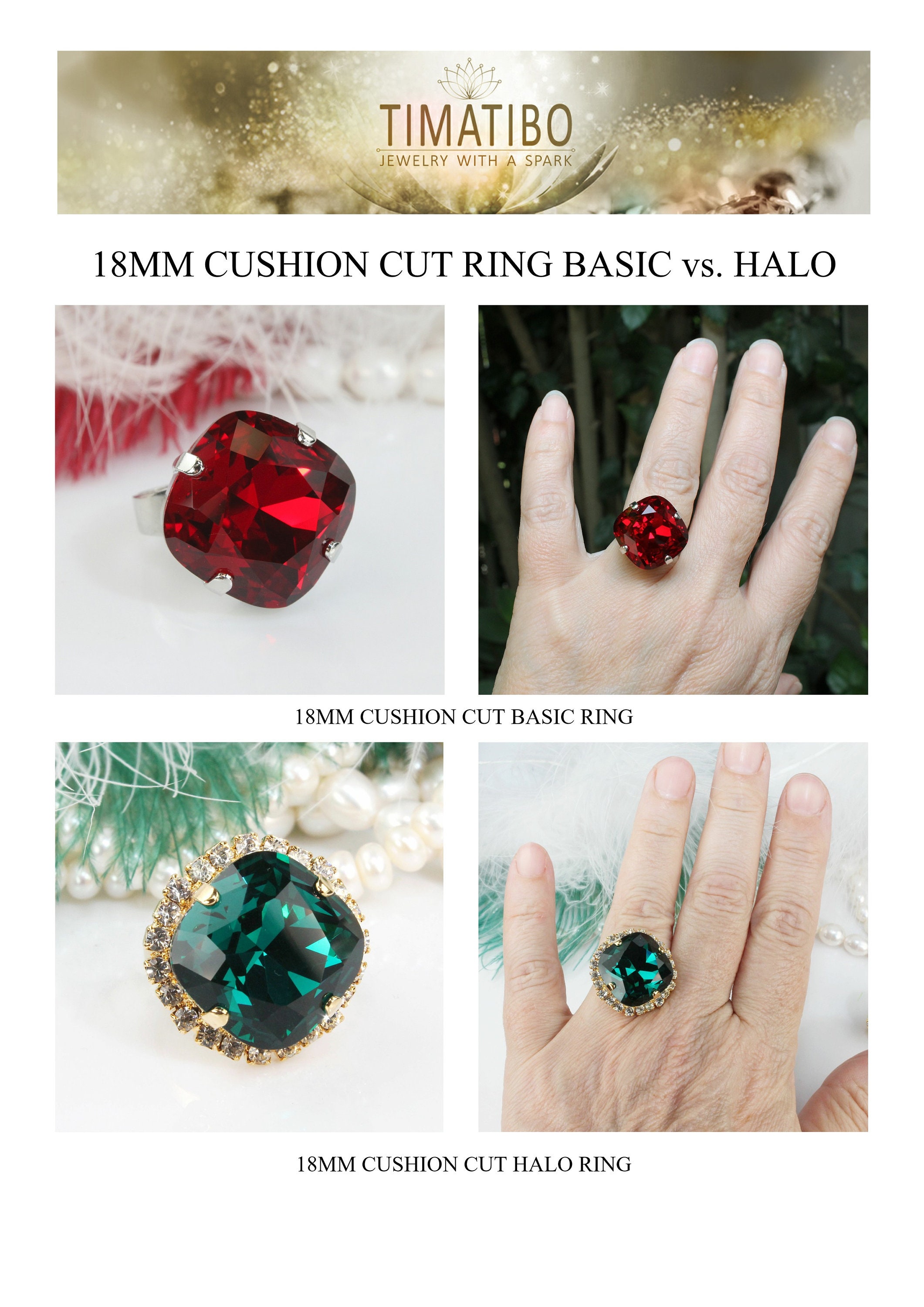 Square Aquamarine Ring, Cocktail Ring, Light Blue Crystal Ring, March ...
