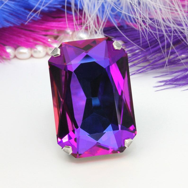 Huge Violet Blue Ring Large Crystal Ring Oversize Cocktail - Etsy UK