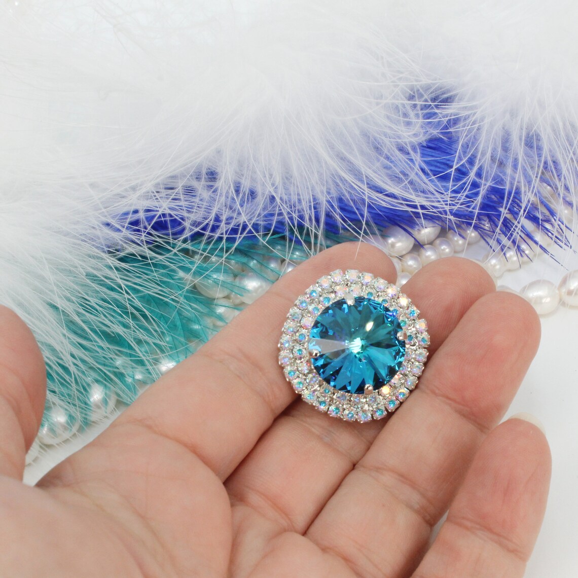 Royal Blue Crystal Brooch Sapphire Blue European Brooch Pin AB - Etsy