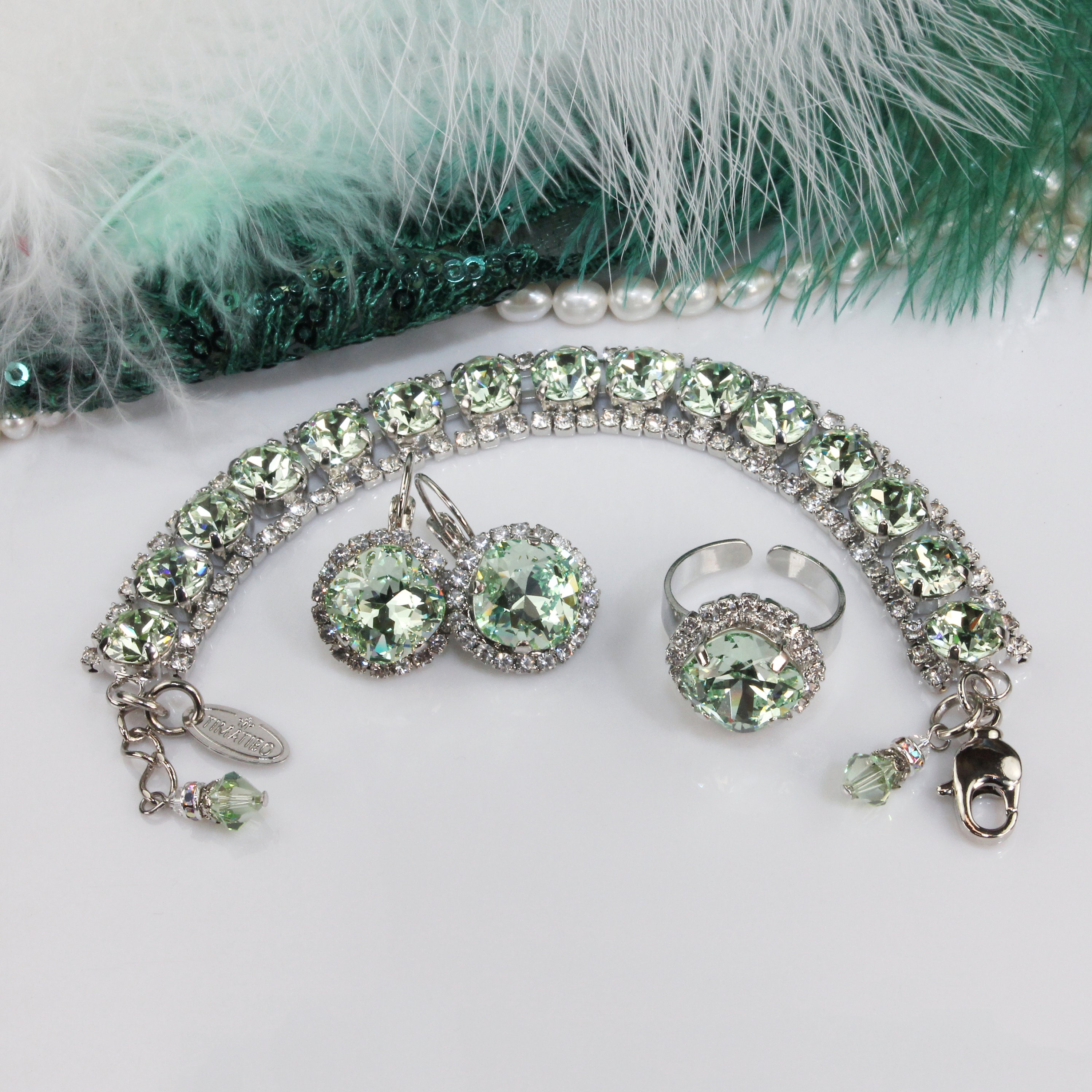 Sage Green Jewelry Set, Light Green Jewelry, Chrysolite Necklace, Mint ...