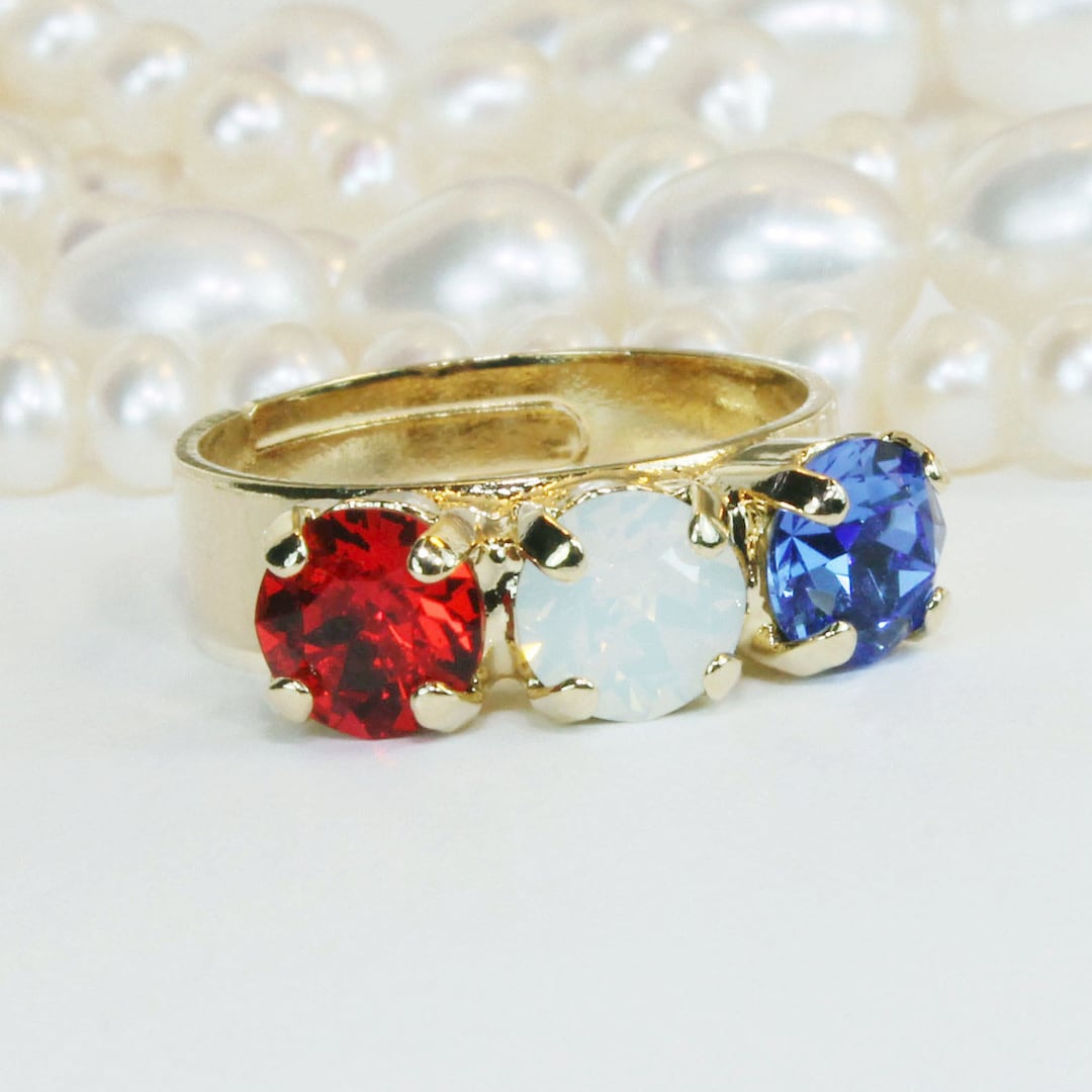 Patriotic Ring, 4th of July Jewelry, Red White and Blue Rings, American ...