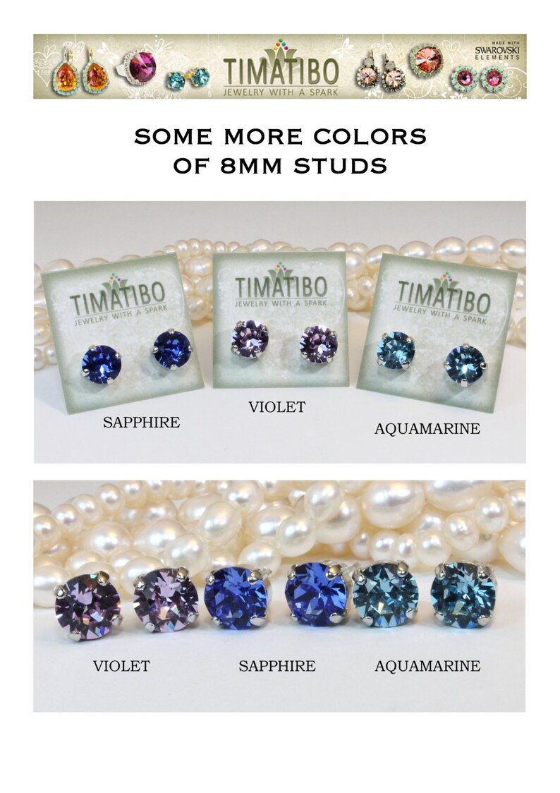 Purple Studs Violet Studs Purple European Crystal Stud Earrings Lilac ...