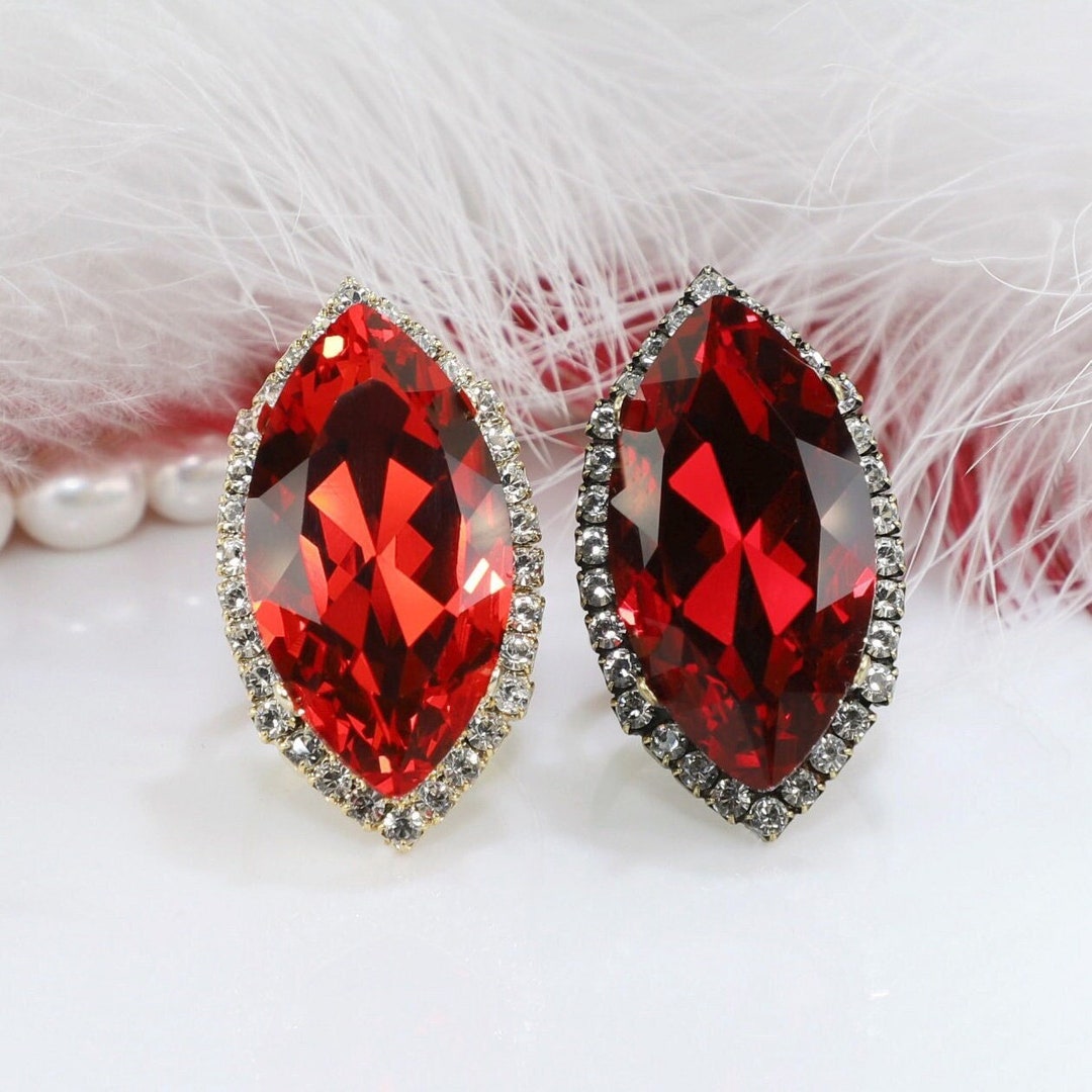 Red Ring Christmas Ruby Red Siam Crystal Cocktail Statement Ring Cherry ...