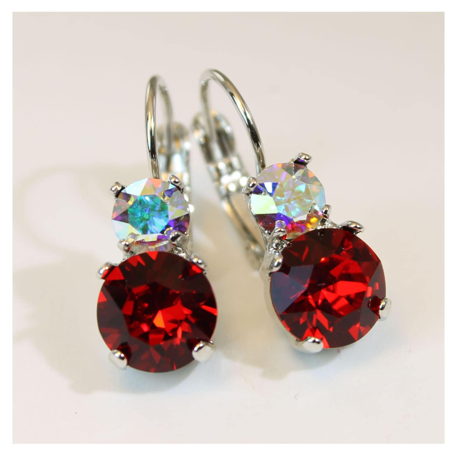 Red Crystal Earrings Red Christmas Earrings Red European Drop - Etsy Israel