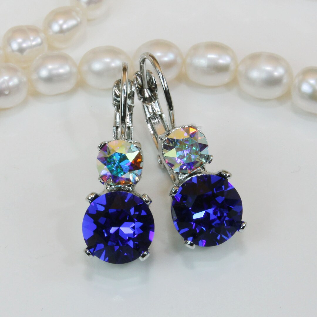 Royal Blue Bridesmaids Drop Earrings Bridal Sapphire Blue European ...