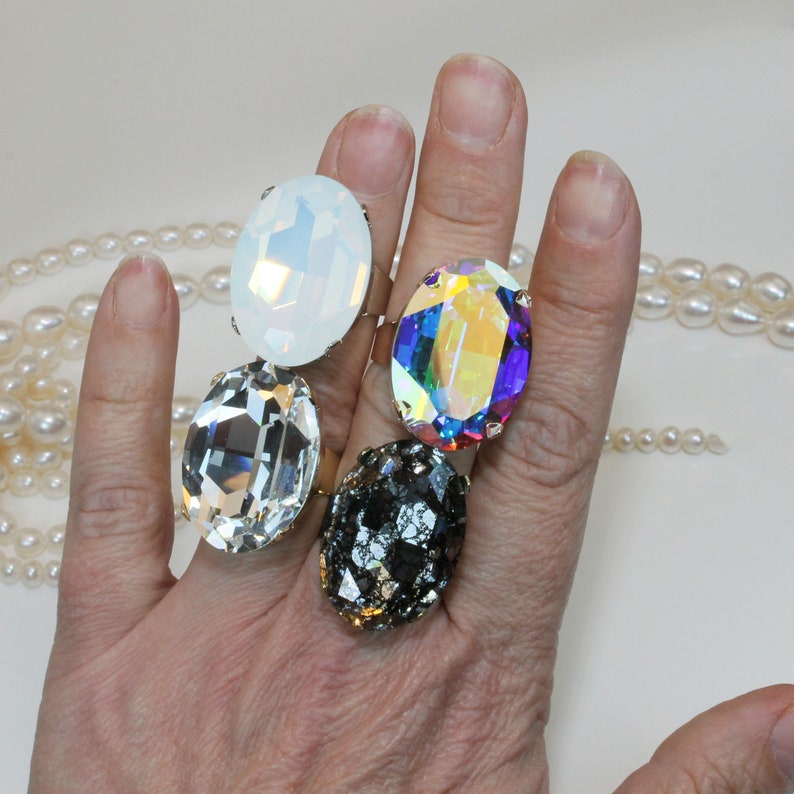 Big Crystal Ring Big Stone Large Oversize Statement Clear - Etsy