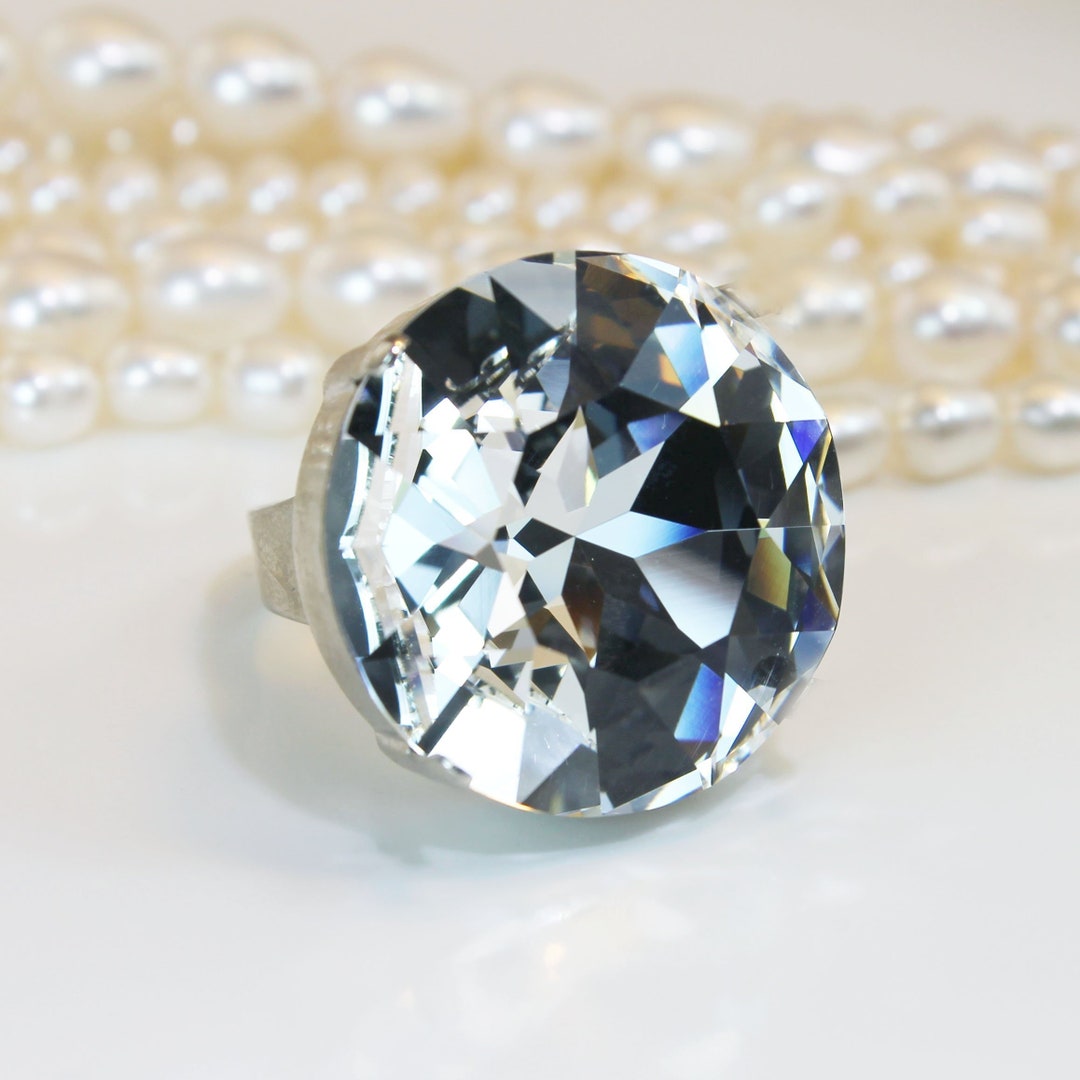 Cocktail Ring, Oversized Ring, Huge Rings, Crystal Clear Ring, Mens ...