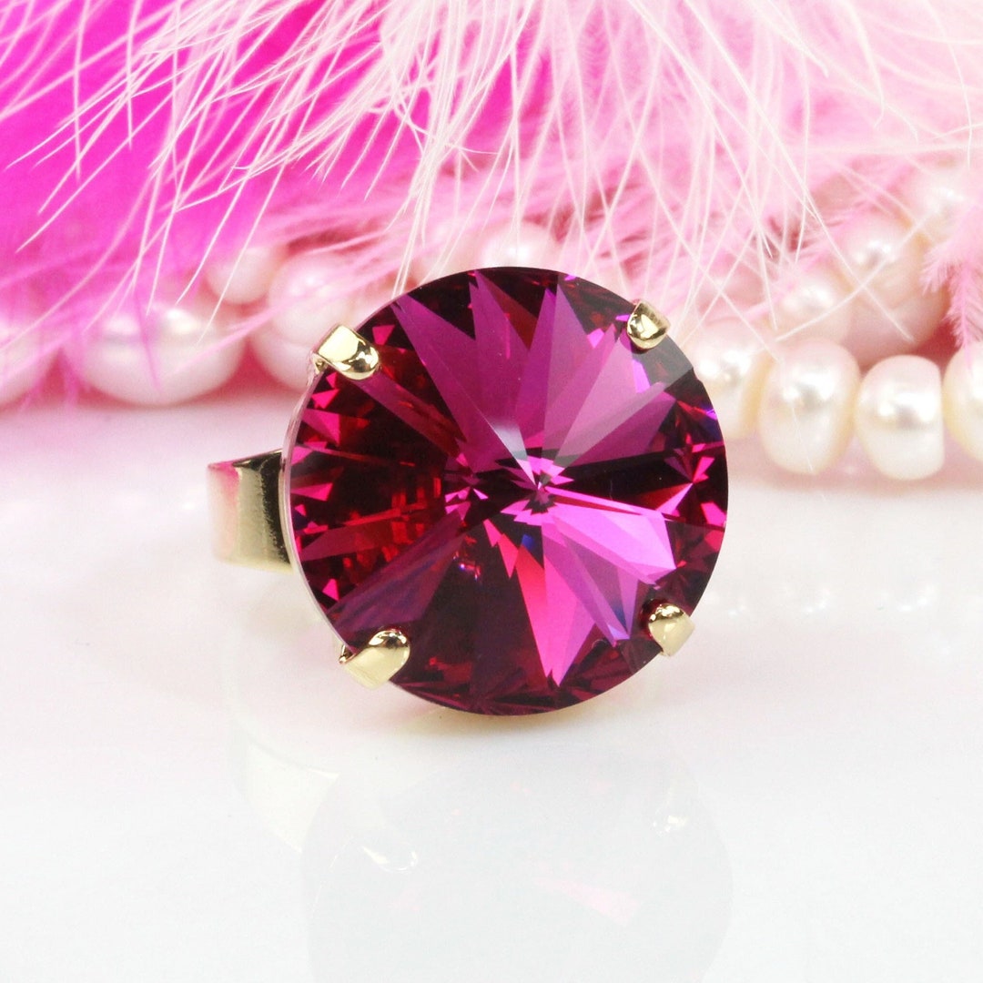 Hot Pink Ring, Magenta Ring, Pink Cocktail Ring for Bride, Pink Wedding ...