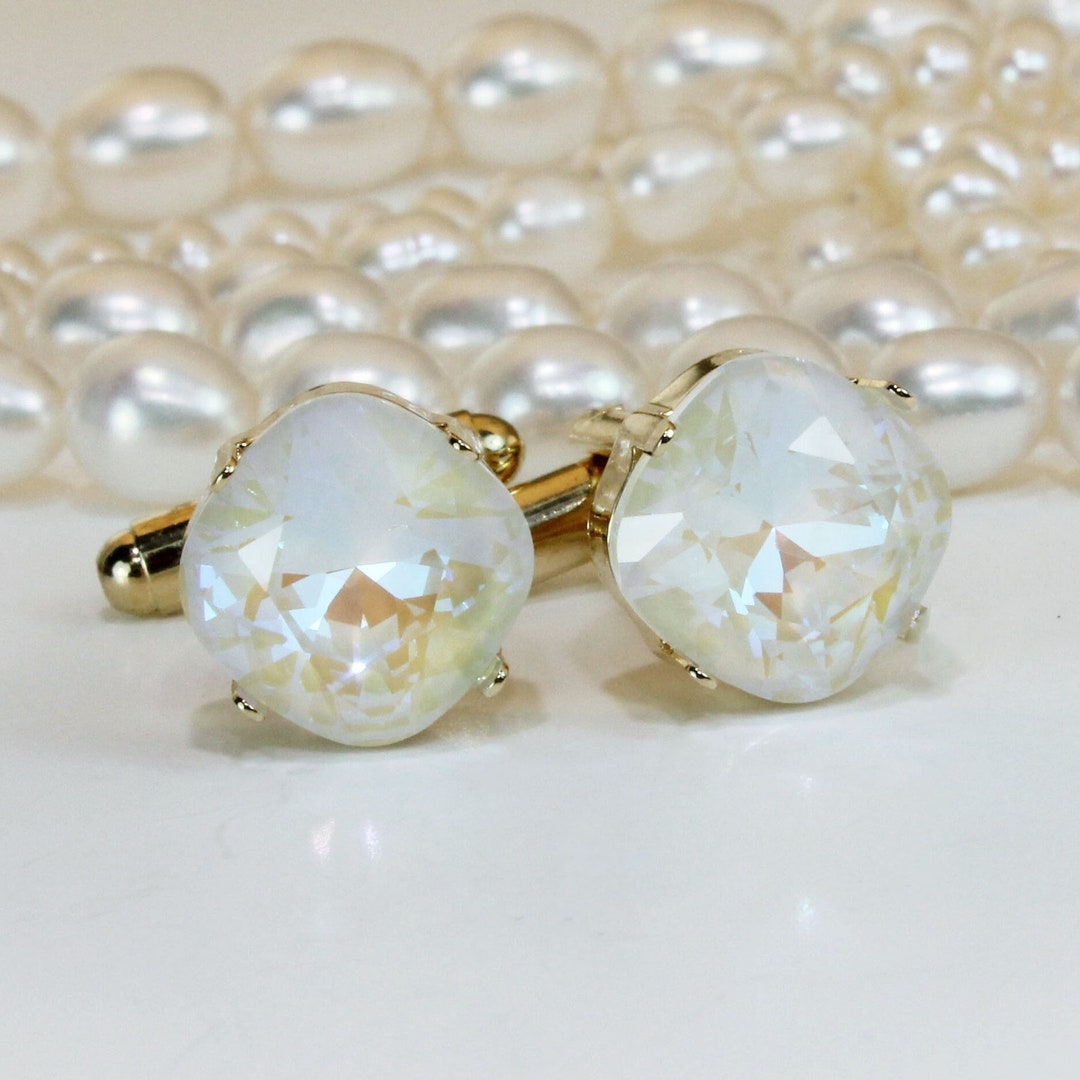 White Cufflinks off White Ivory Beige European Crystal Cuff Links Man ...