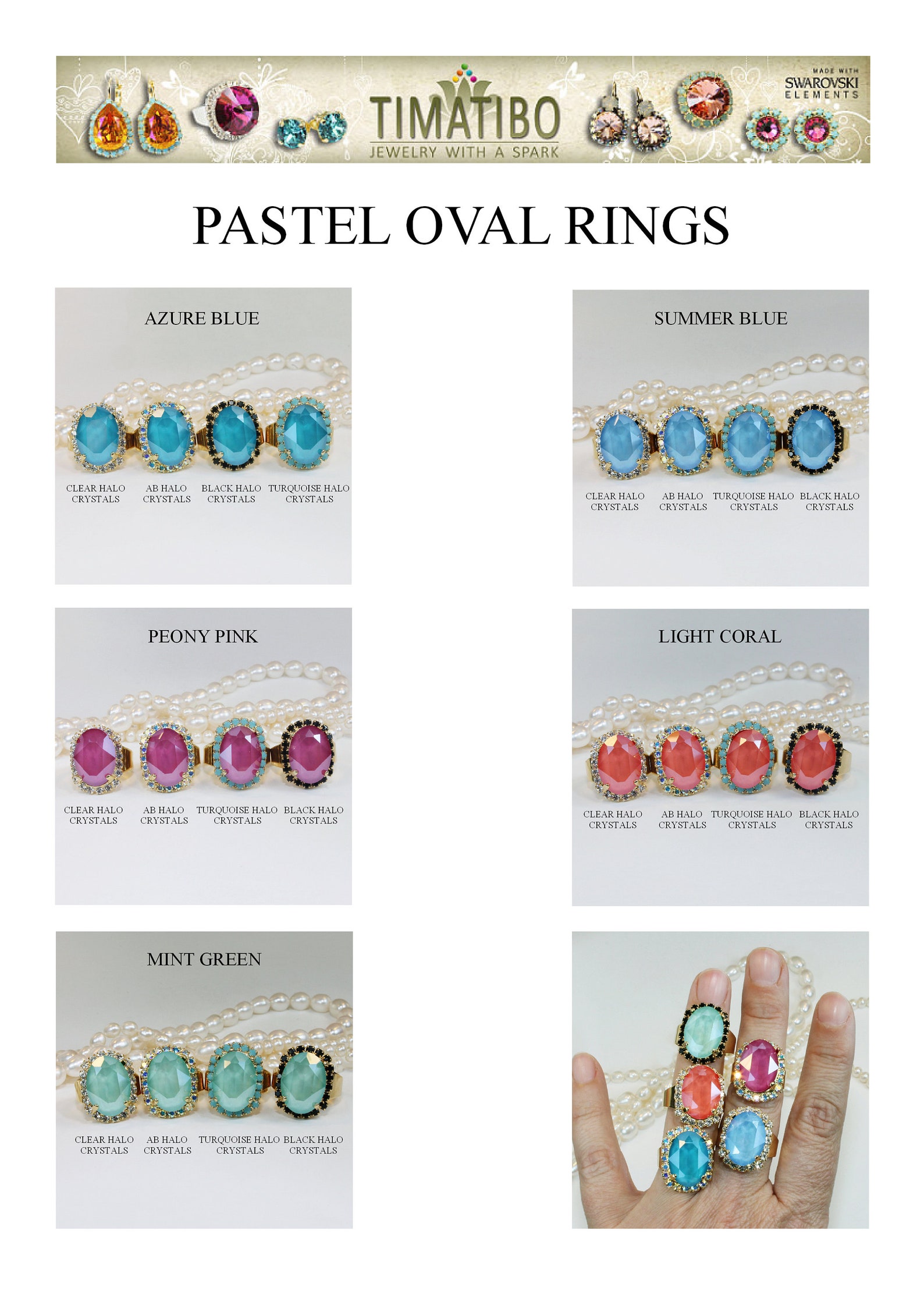 Clear Ring Clear White Halo European Crystal Cocktail Oval - Etsy