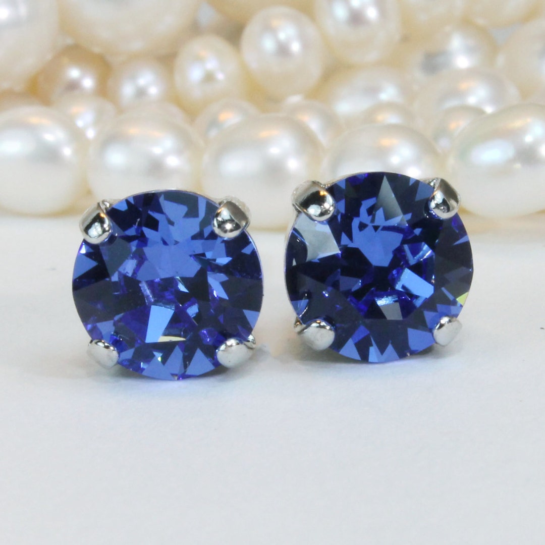 Royal Blue Stud Earrings, Blue Sapphire Studs, Royal Blue Wedding ...