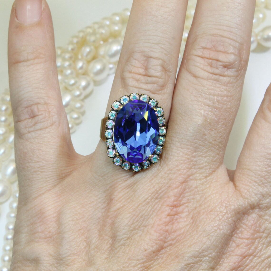 Royal Blue Ring Royal Blue Cocktail Ring Sapphire Blue | Etsy