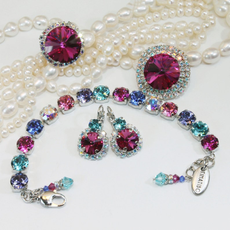 Multicolor Bracelet Swarovski Crystal AB Colorful Berry | Etsy