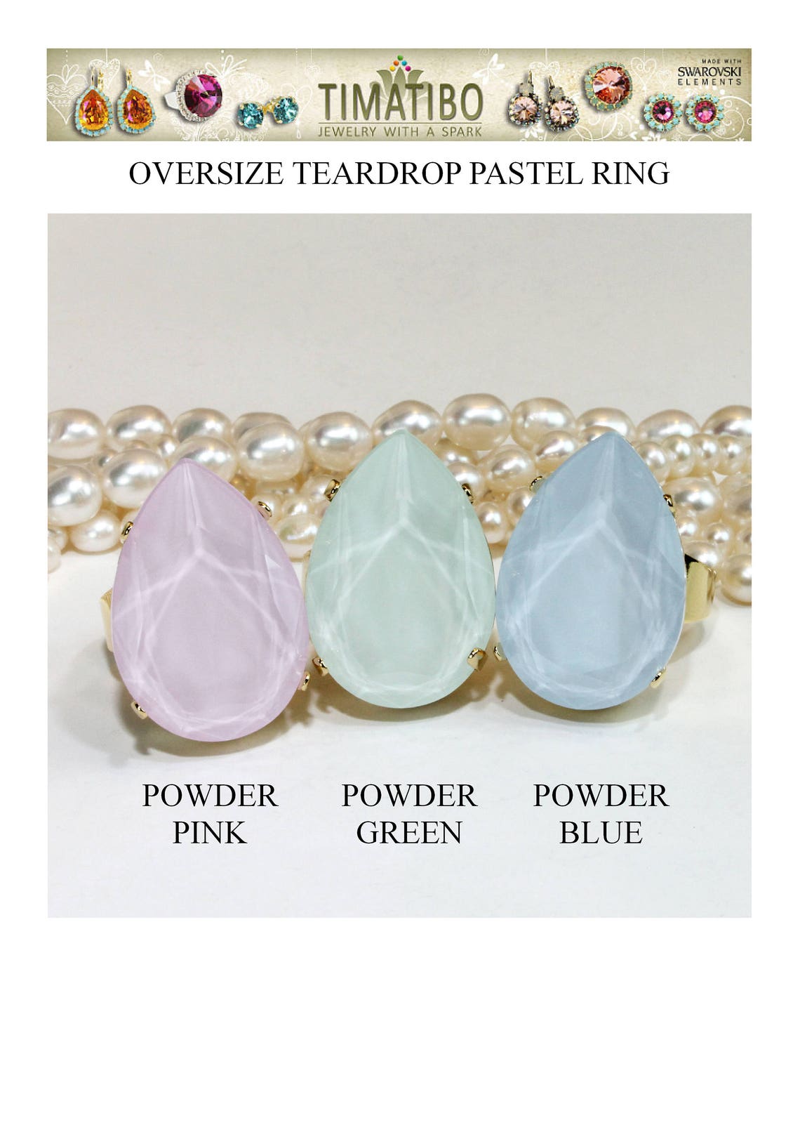 Oversize Crystal Ring Pink Blue Mint Pastel European Crystal - Etsy