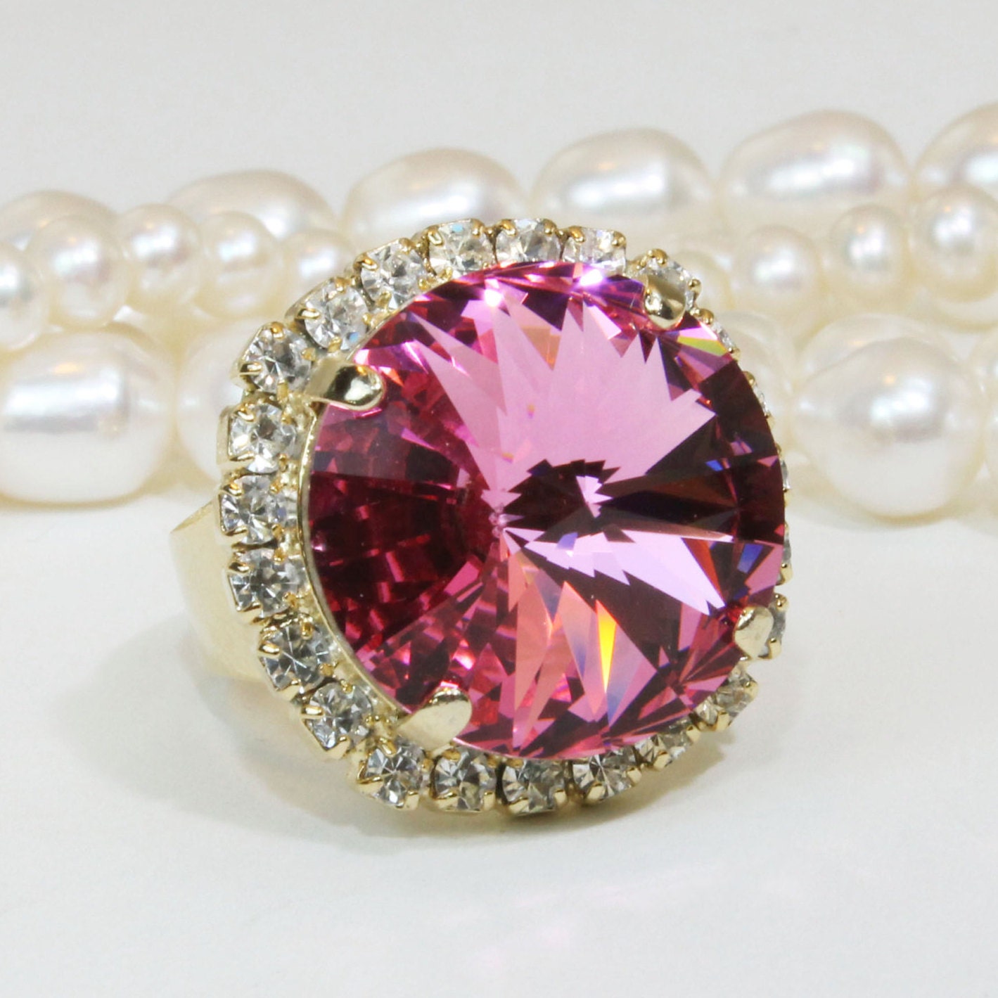 Pink Cocktail Ring Valentine's Gift for Her Pink European - Etsy Israel