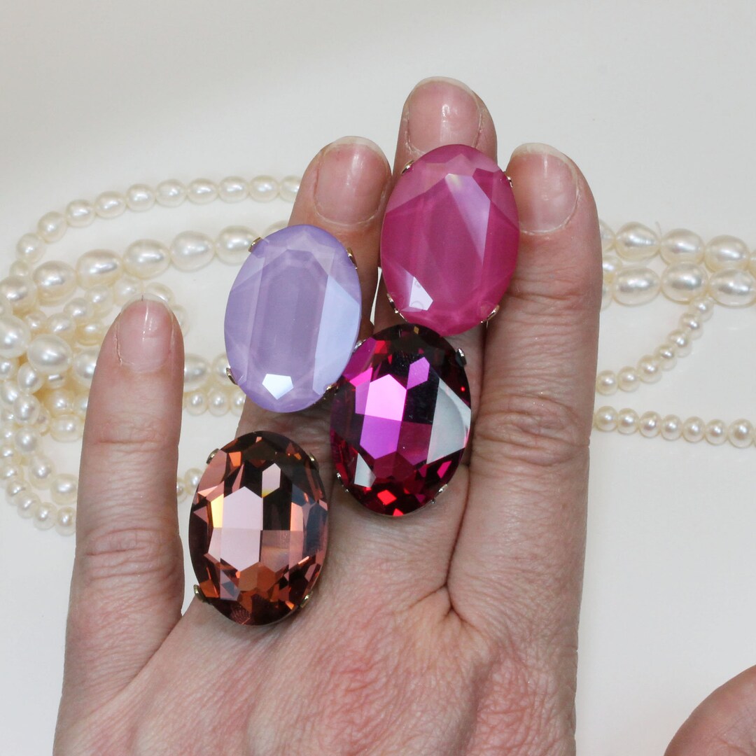 Pink Cocktail Ring Pink Statement Ring Chunky Ring Large - Etsy