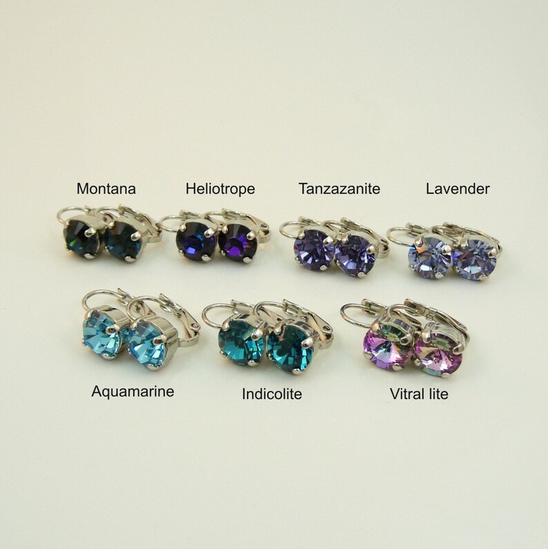 Aqua Blue European Crystal Earrings Aquamarine Drop Crystal - Etsy