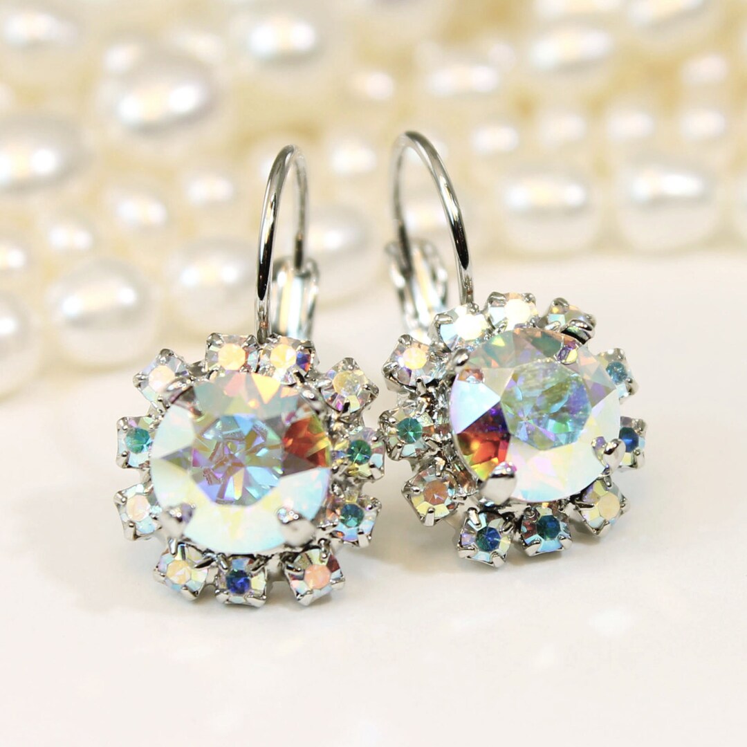 AB Crystal Earrings Bridal European Crystal Ab Drop Dangle Earrings All ...