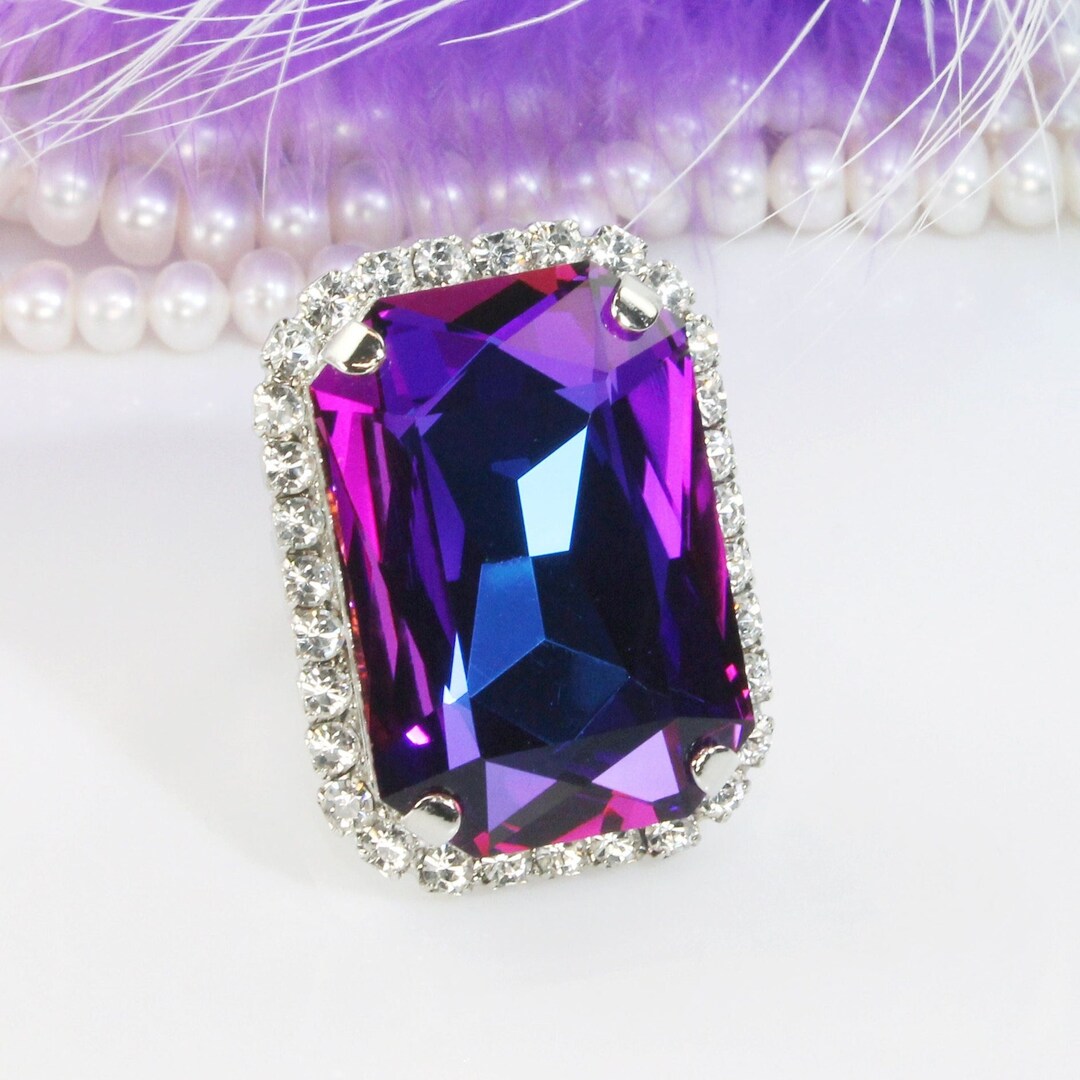 Blue Purple Ring Cocktail Royal Blue Big Stone Crystal Men's Statement ...