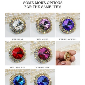Fuchsia Pink Brooch Pin European Crystal AB 18mm Sparkly - Etsy