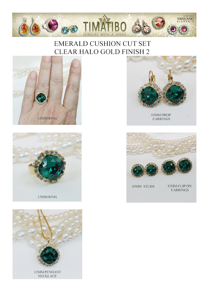 Emerald Jewelry Set, Emerald Green Ring, Bridesmaids Jewelry Set, Dark ...