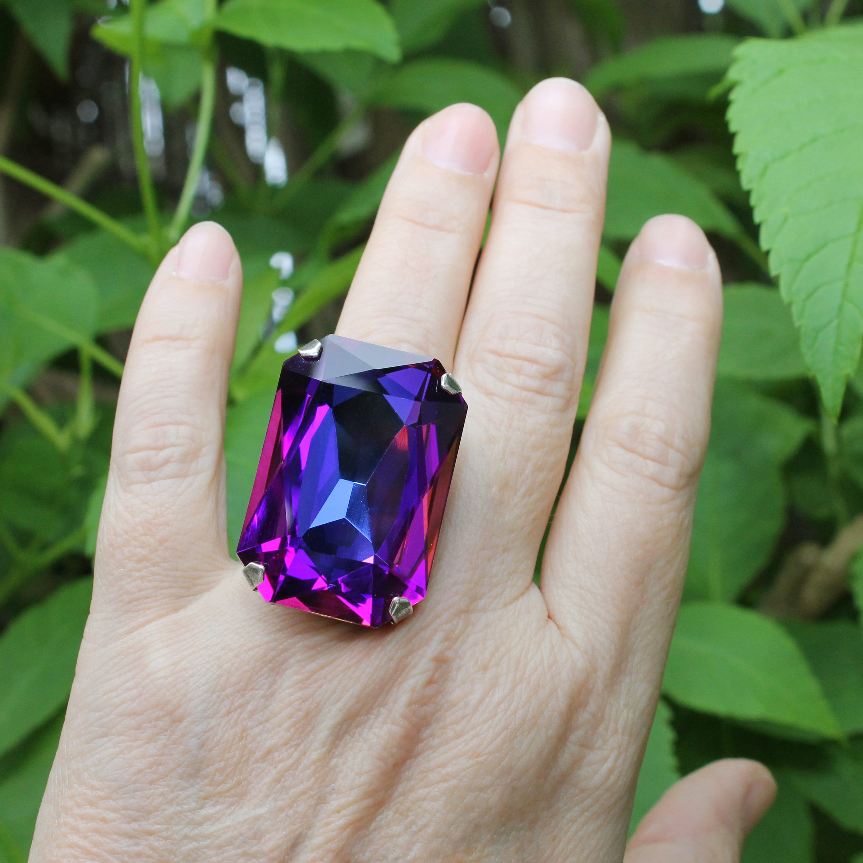 Huge Violet Blue Ring Large Crystal Ring Oversize Cocktail - Etsy UK