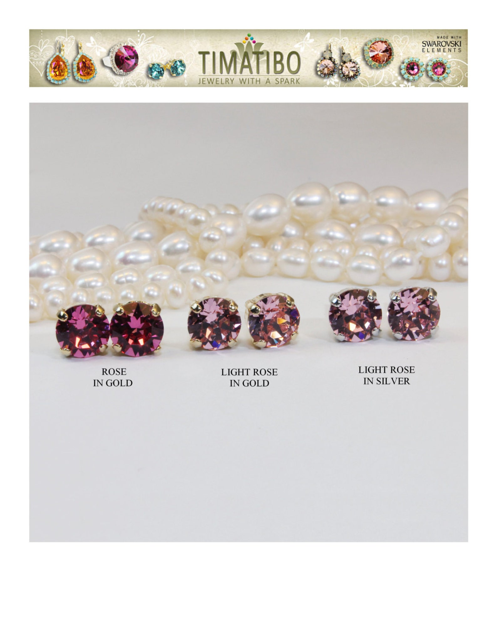 Pink Studs Pale Pink Crystal Stud Earrings Pink Wedding Single Stone ...