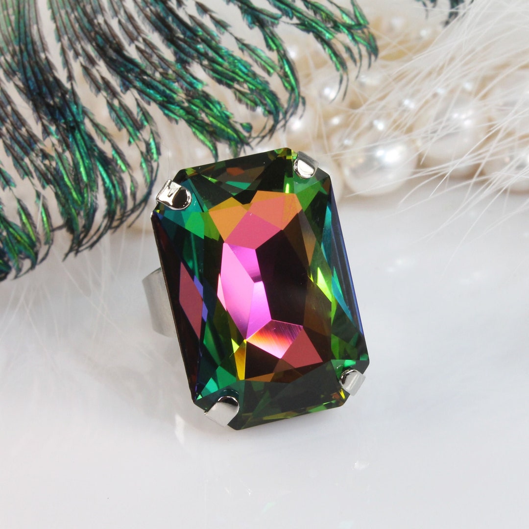 Vitrail Medium Ring, Crystal Cocktail Ring, Drag Queen Ring, Rainbow ...