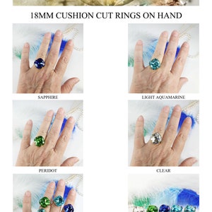 Square Aquamarine Ring, Cocktail Ring, Light Blue Crystal Ring, March ...