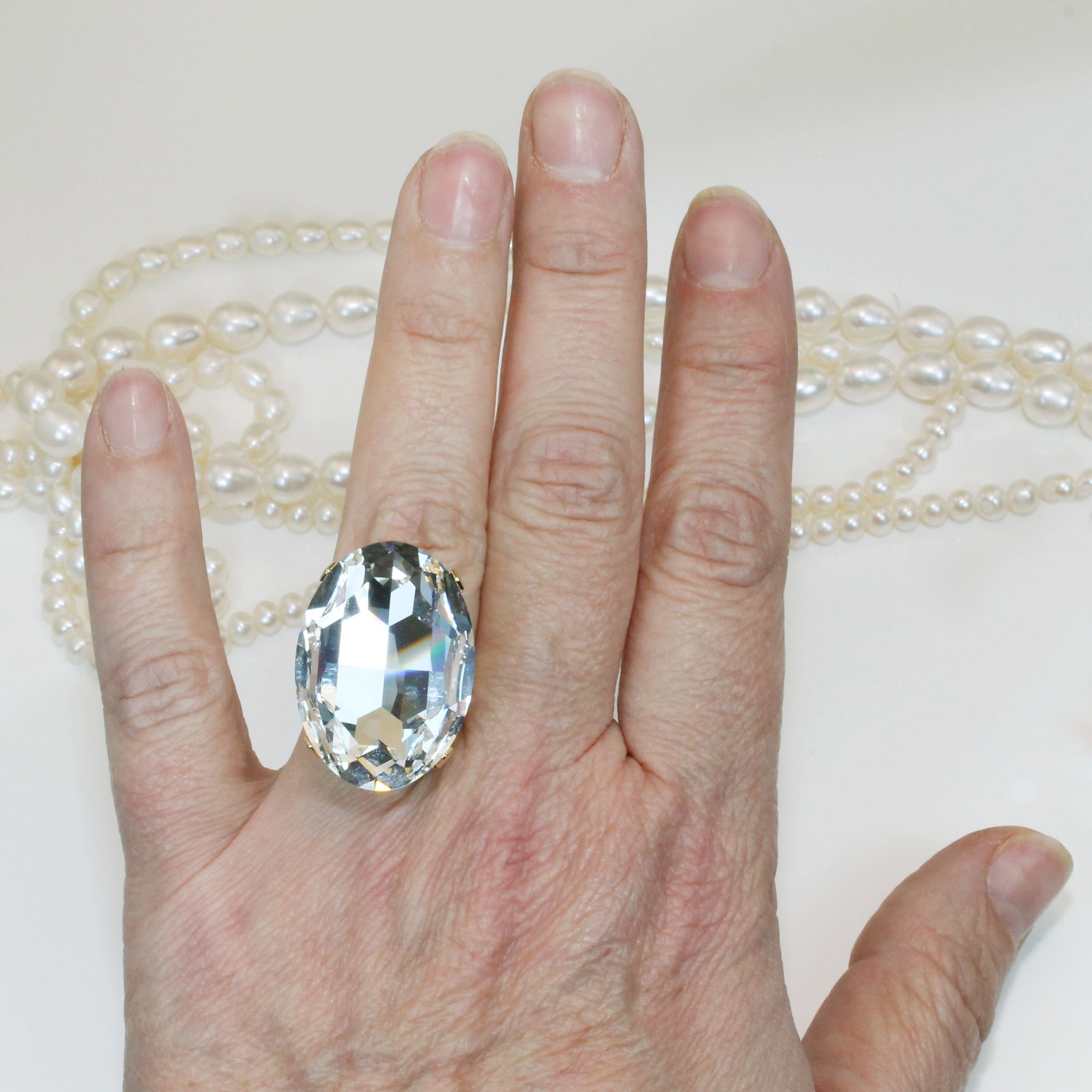Big Crystal Ring Big Stone Large Oversize Statement Clear - Etsy UK
