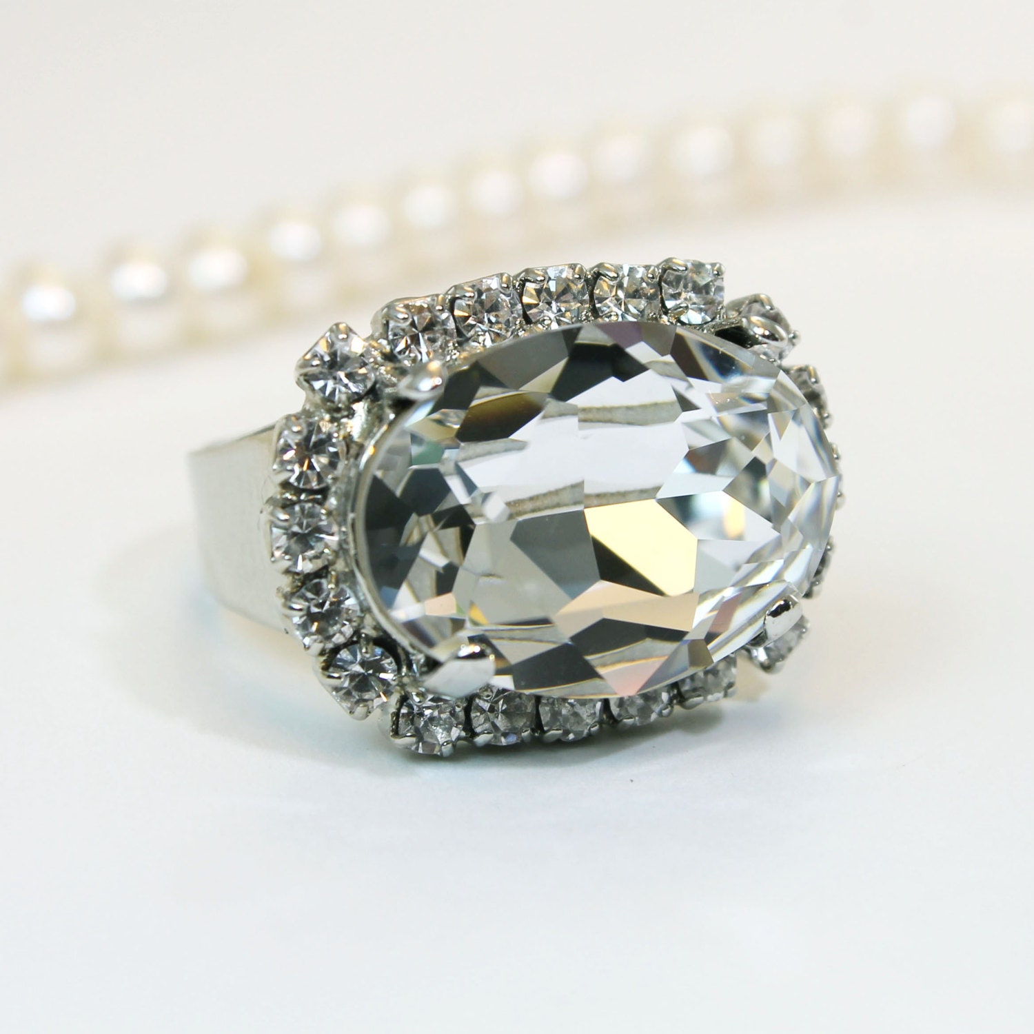 Clear Crystal Ring Clear Bridal Ring Statement Ring Clear - Etsy Israel