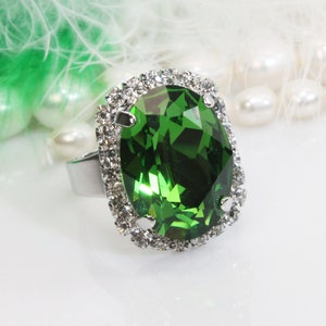 Clear Ring Clear White Halo European Crystal Cocktail Oval Ring Diamond ...