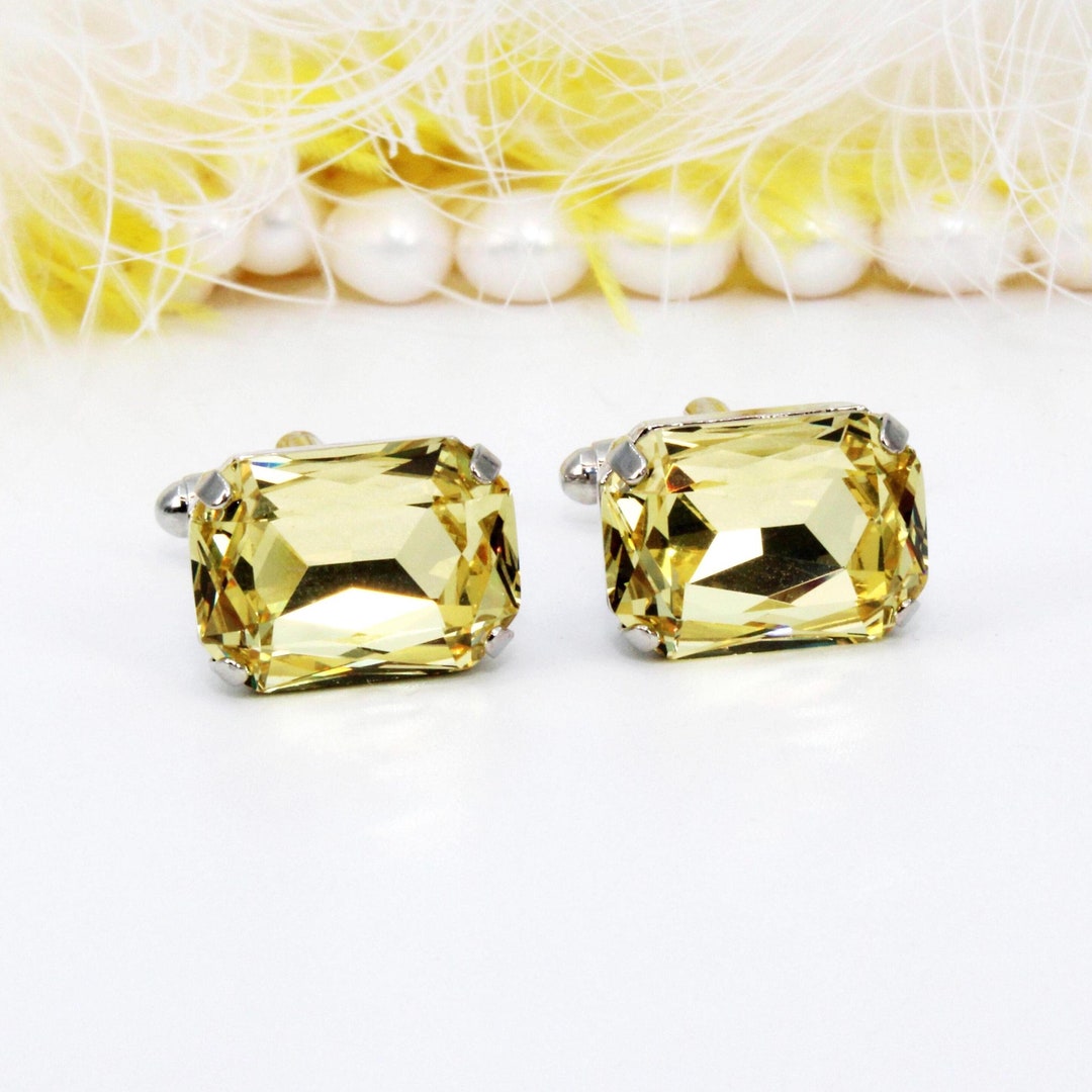 Light Yellow Cufflinks, Pale Citrine Groom Cufflinks, Silver or Gold ...