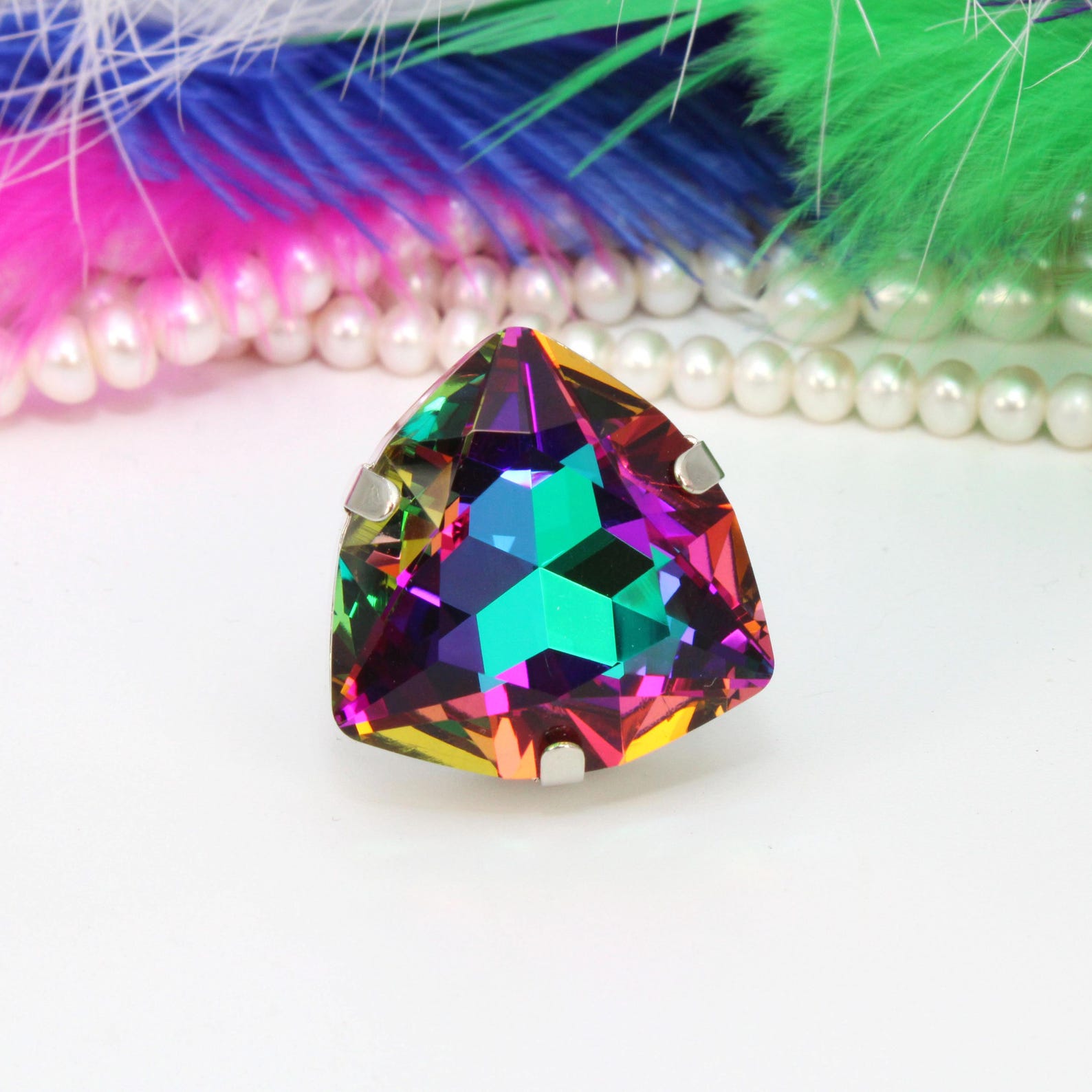 Triangle Ring Crystal Cocktail Adjustable Bling Ring Gift Statement ...