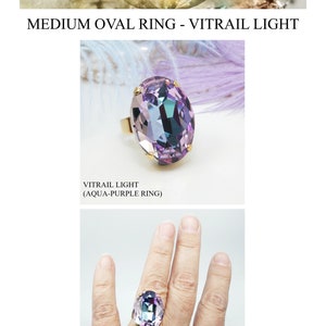 Vitrail Light Ring, Aqua Blue Purple Ring, Oversized Crystal Ring ...