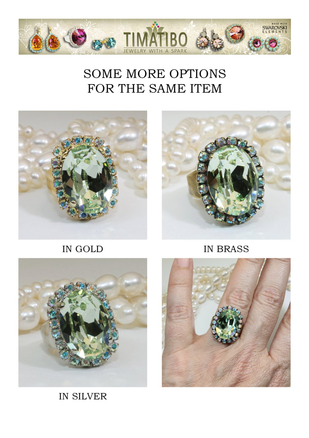 Lime Ring Lime Cocktail Ring Lime Green European Crystal Ring - Etsy Israel