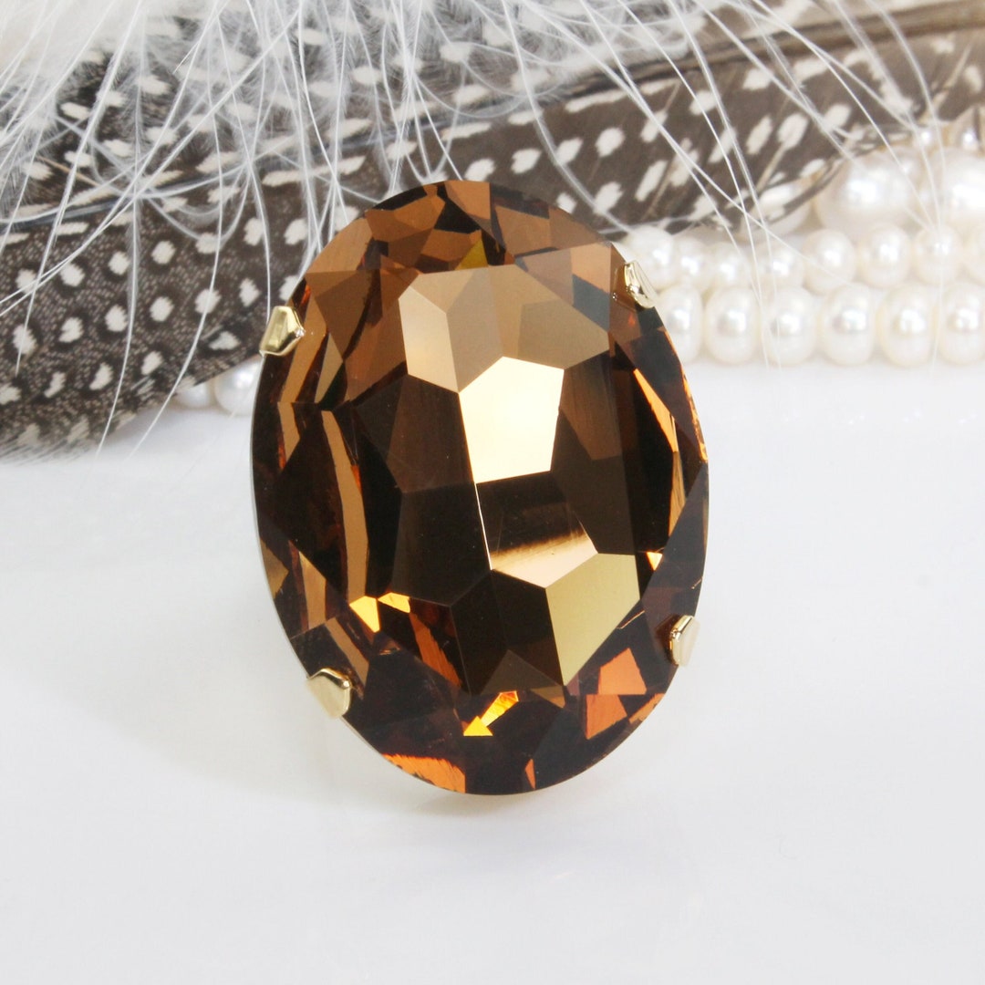Brown Stone Ring, Large Cocktail Ring, Statement Jewelry Men, Light ...