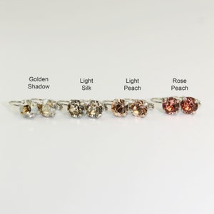 Peach Crystal Earrings Light Peach Gold Drop Earrings Single Stone ...