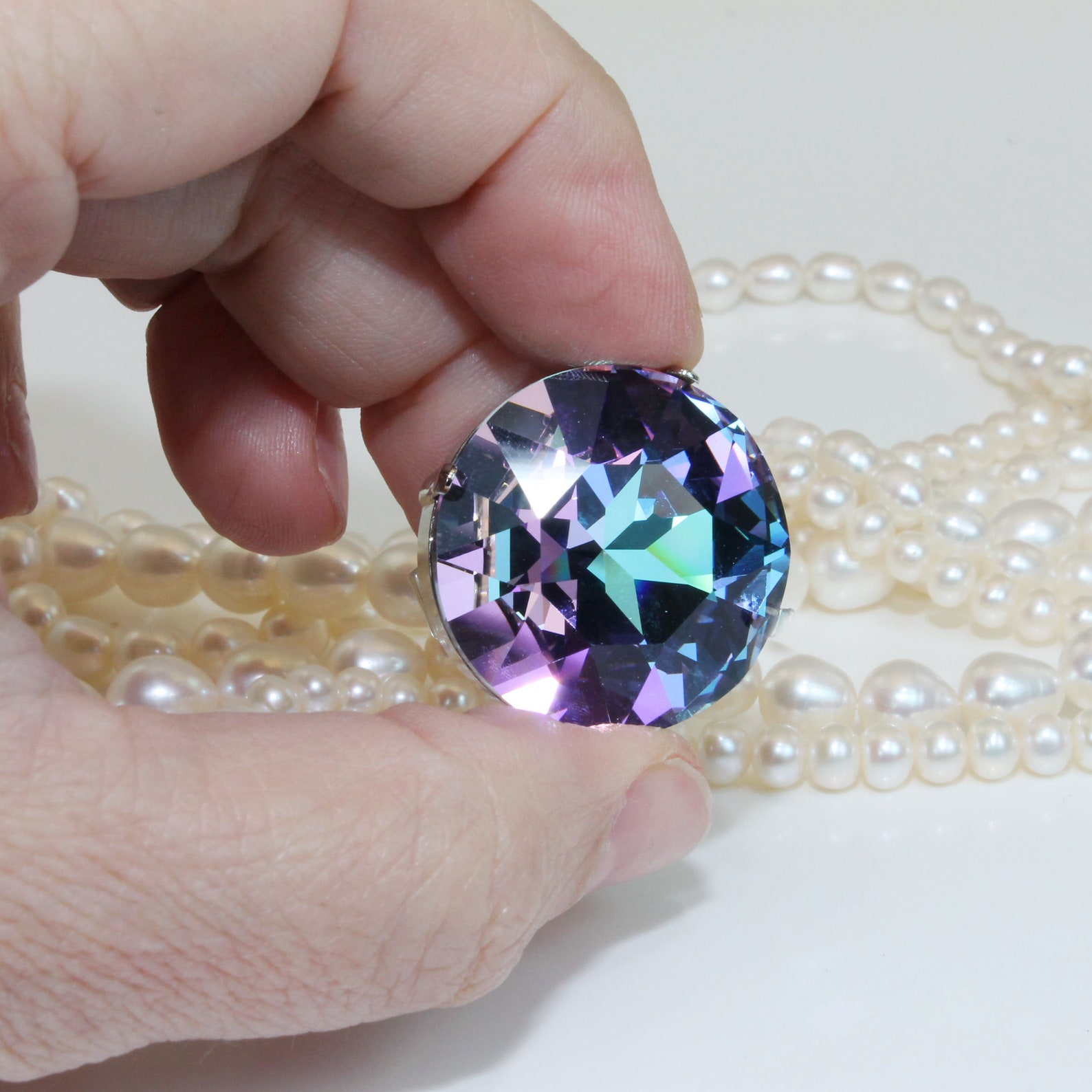 Vitrail Light Crystal Ring, Round Crystal Ring, Aqua Purple Jewelry ...