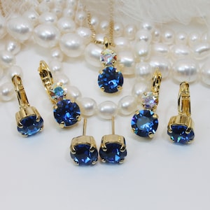 Royal Blue Jewelry Set, Blue Gold Bridal Jewelry, Blue Sapphire Wedding ...